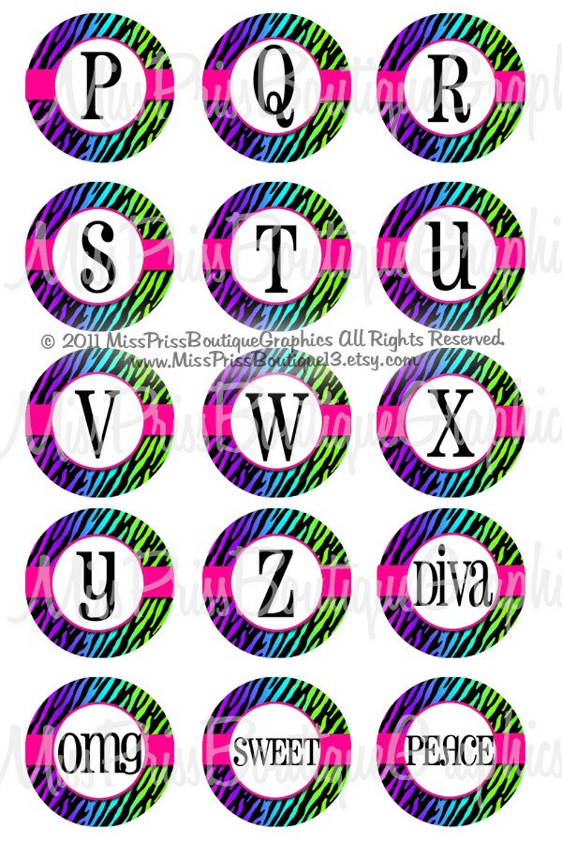 4x6 - RAINBOW ZEBRA - Instant Download - Rainbow Zebra Full Alphabets ...