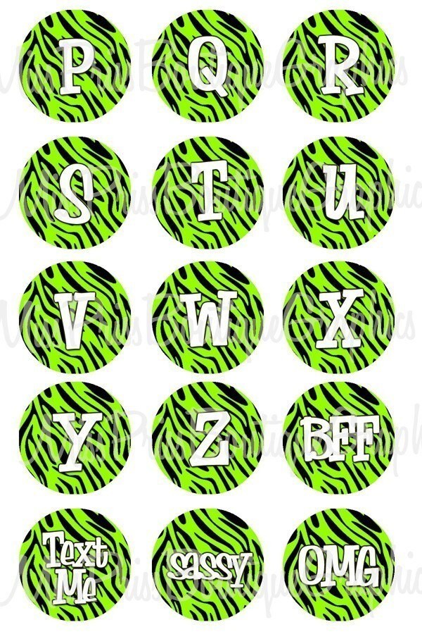 4x6 - LIME ZEBRA ALPHABETS - Instant Download - Lime Green Zebra With ...