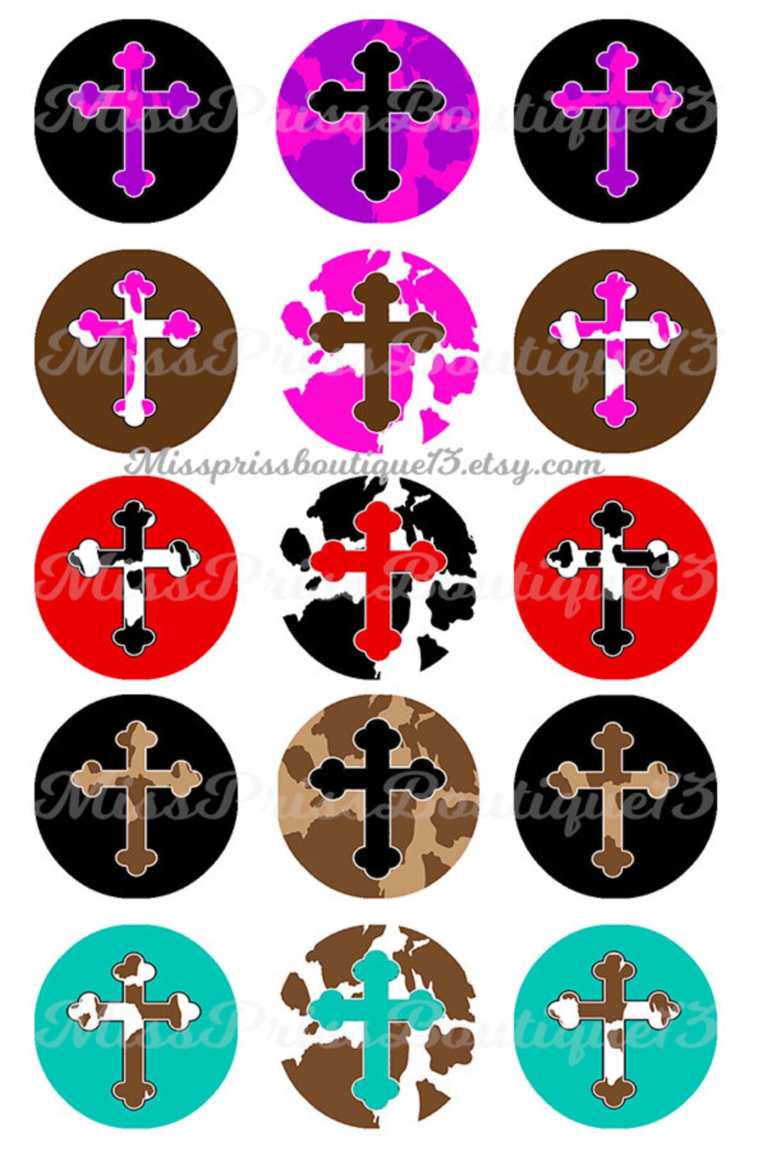 4X6 - COWHIDE PRINT CROSSES - Instant Download - Chic Crosses - One ...