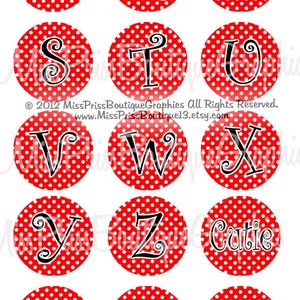 4x6 - RED POLKADOT LETTERS - Instant Download - Full Alphabets - One ...