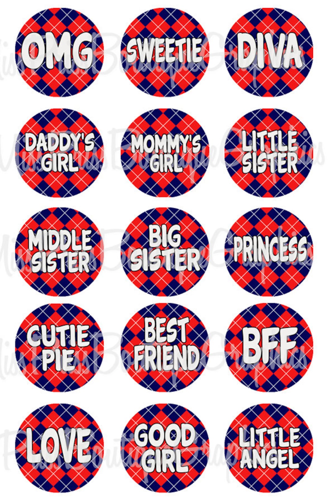 4x6 - PLAID SAYINGS - Instant Download - Adorable Girly Sayings - One ...