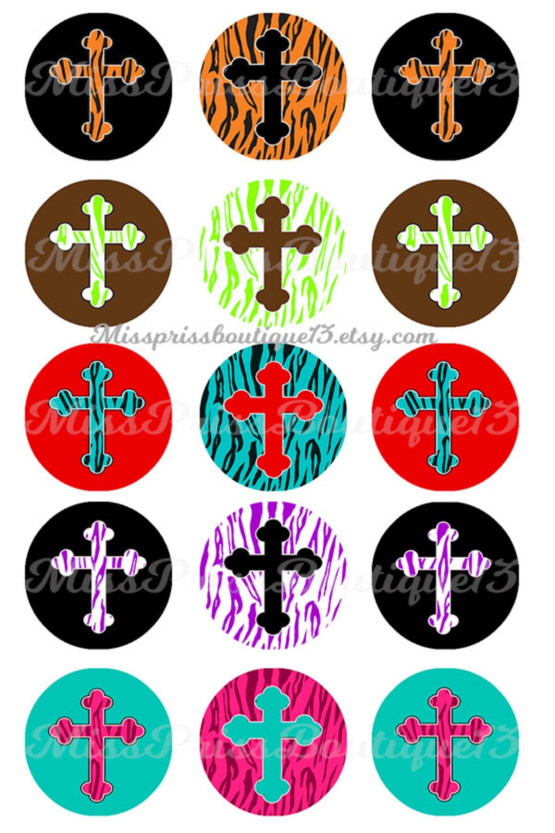 4X6 - TIGER PRINT CROSSES - Instant Download - Chic Crosses - One Inch ...