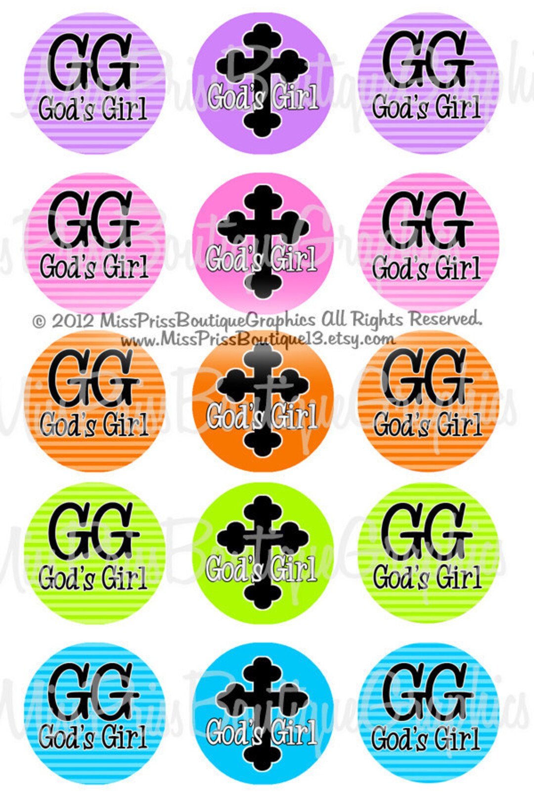 4x6 - GODS GIRL - Instant Download - Religious Cross God's Girl Striped ...