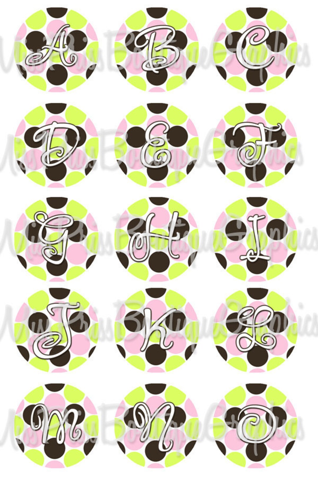 4x6 - PINK LIME DOTS - Instant Download - Pink Lime Brown Retro Dots ...