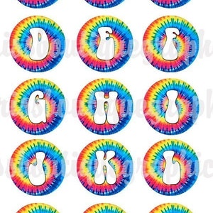 4x6 - TYE DYE ALPHABETS - Instant Download -retro With Bonus Sayings ...