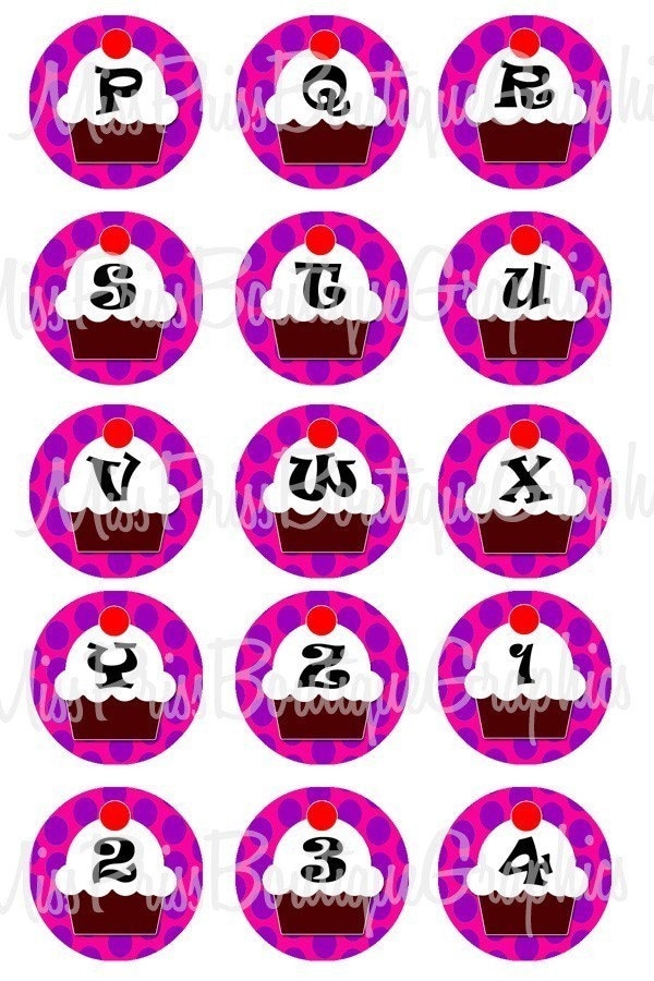 4x6 - CUTE CUPCAKES ALPHABETS - Instant Download - Full Alphabets One ...