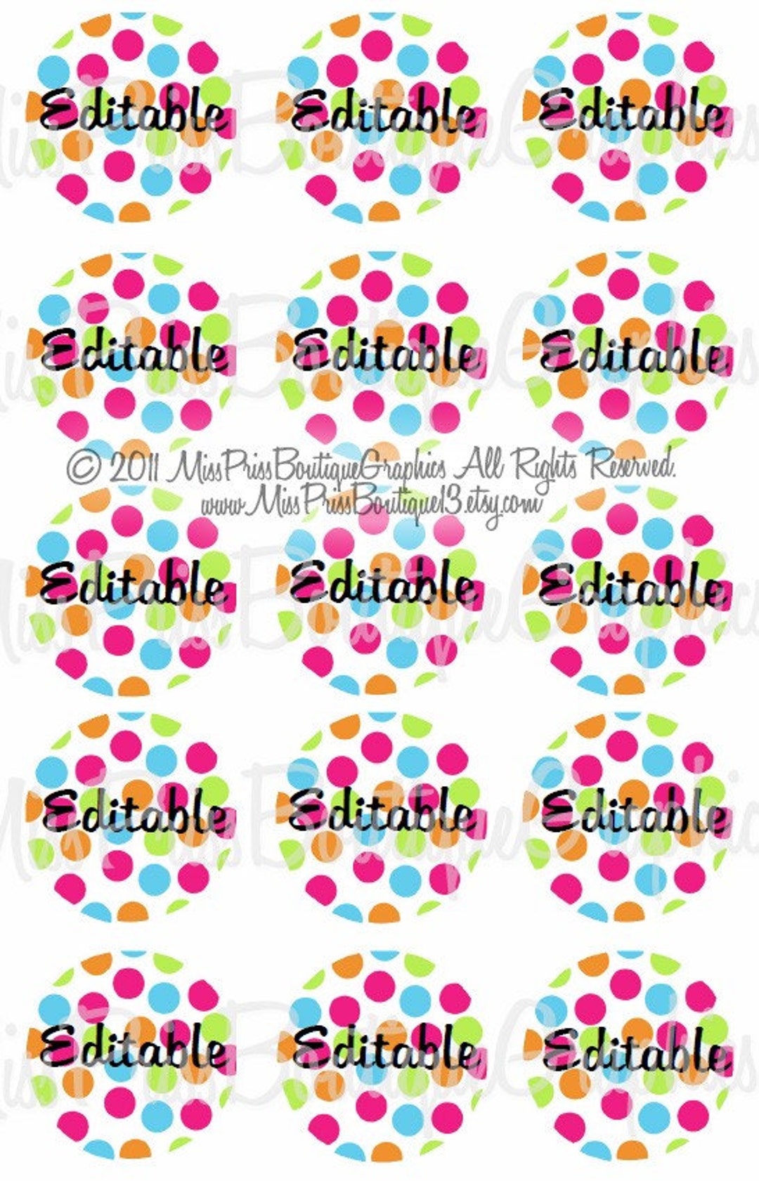 4x6 - EDITABLE PDF - Instant Download - Bright Dots Names - Editable ...