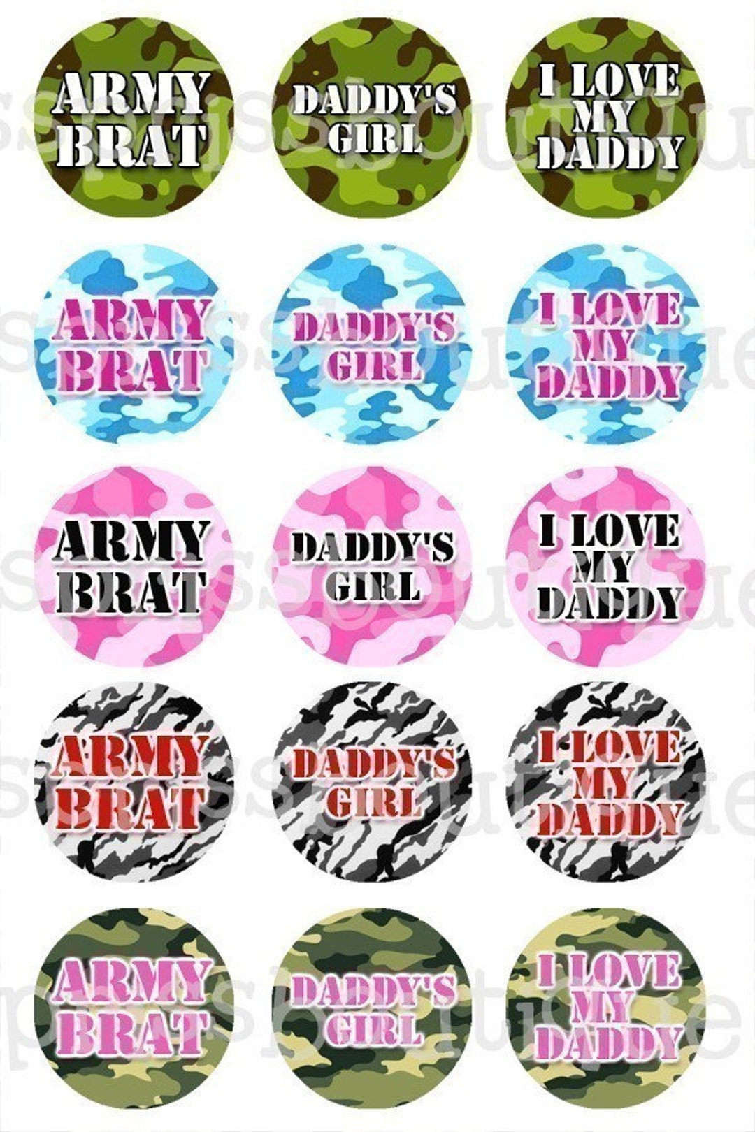 ARMY BRAT - Adorable Colorful Camo Sayings - Instant Download - One ...