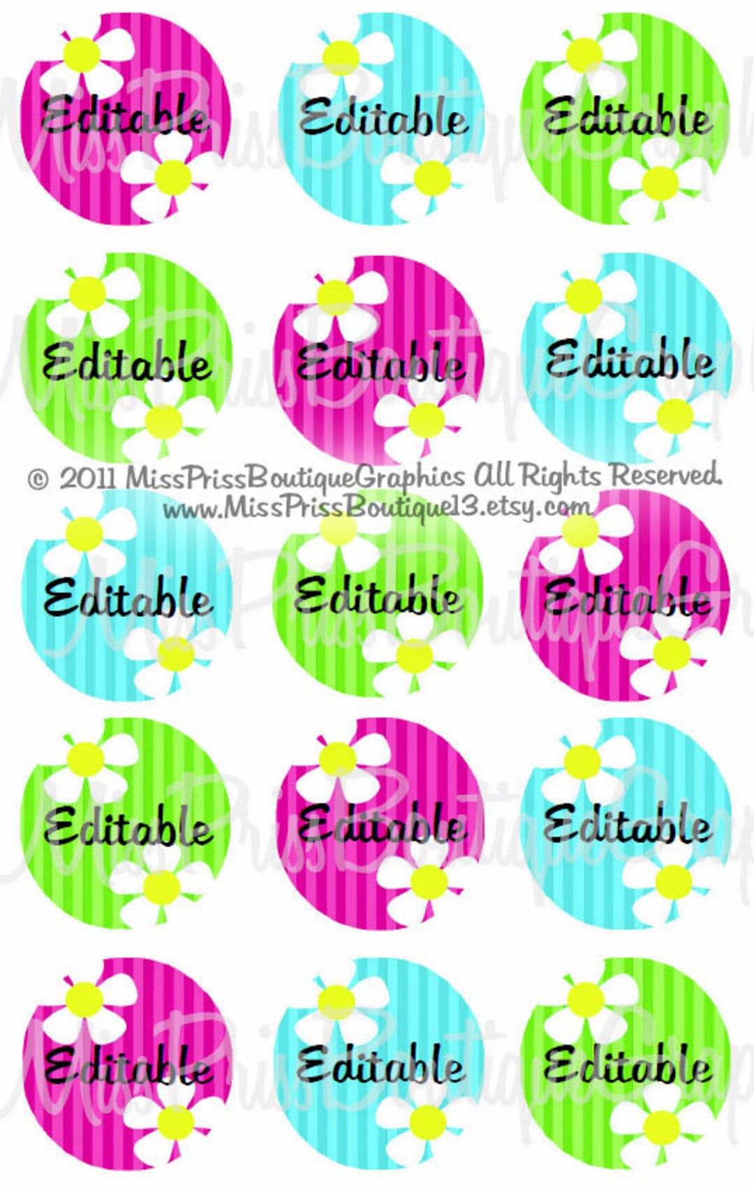 4x6 - EDITABLE PDF - Instant Download - Adorable Spring Daisies Flower ...