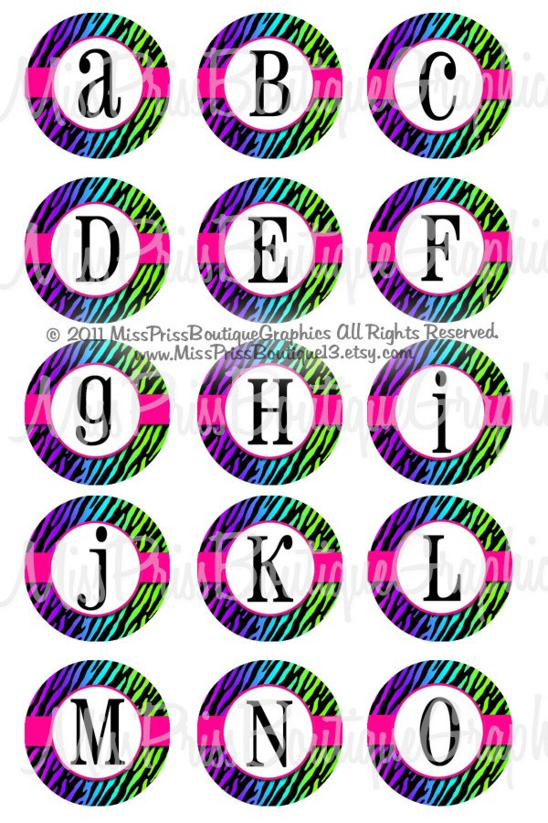 4x6 - RAINBOW ZEBRA - Instant Download - Rainbow Zebra Full Alphabets ...