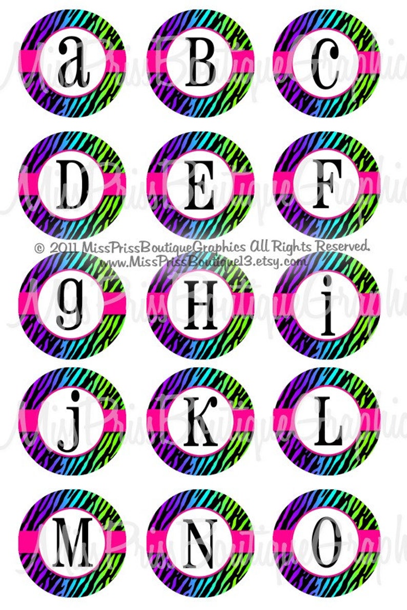 4x6 - RAINBOW ZEBRA - Instant Download - Rainbow Zebra Full Alphabets ...
