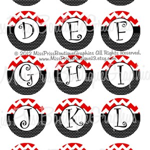 4x6 - CHEVRON DOTS ALPHABETS - Instant Download - Red Chevron Black ...
