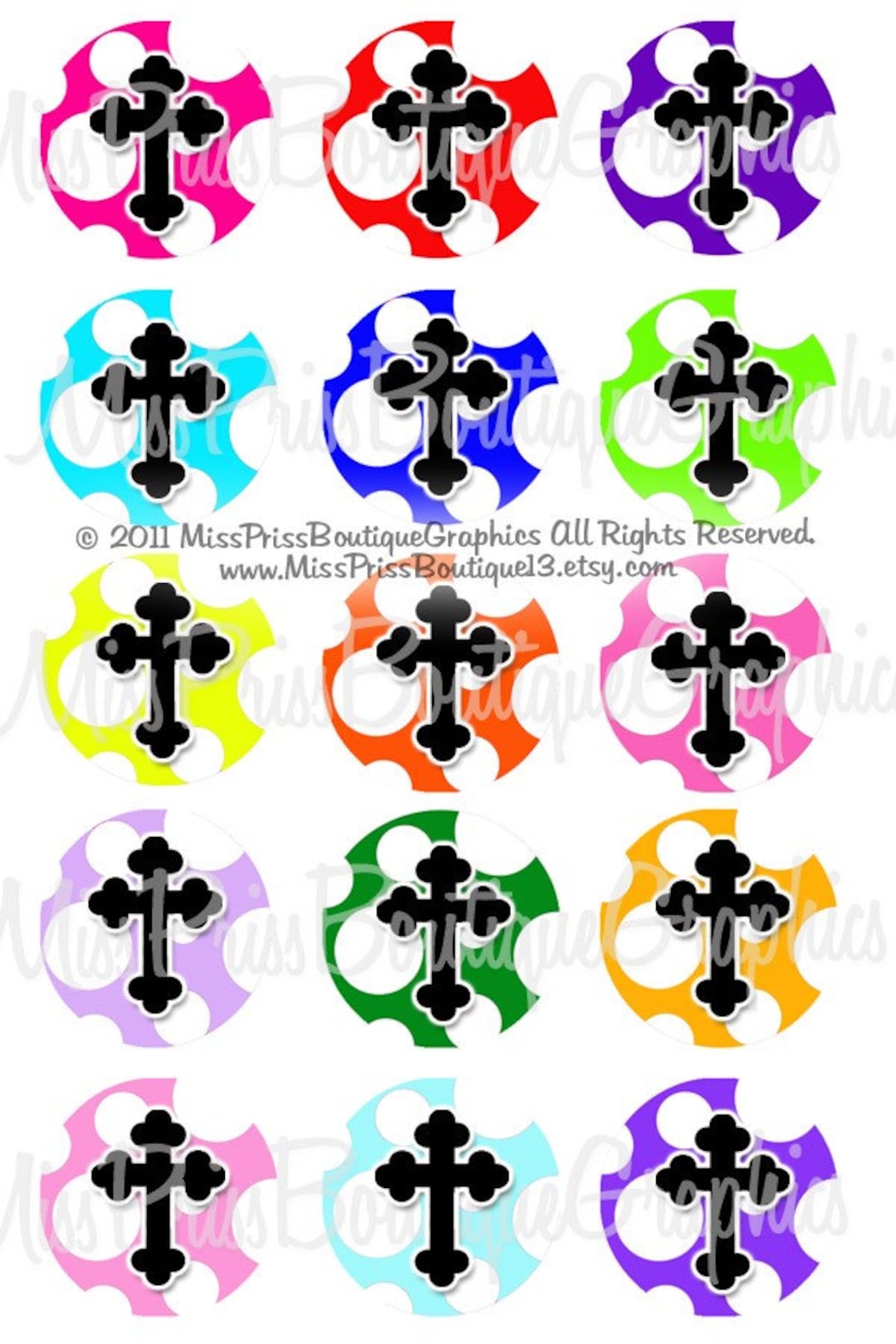4x6 - POLKADOT CROSS - Instant Download - Adorable Colorful Polkadot ...