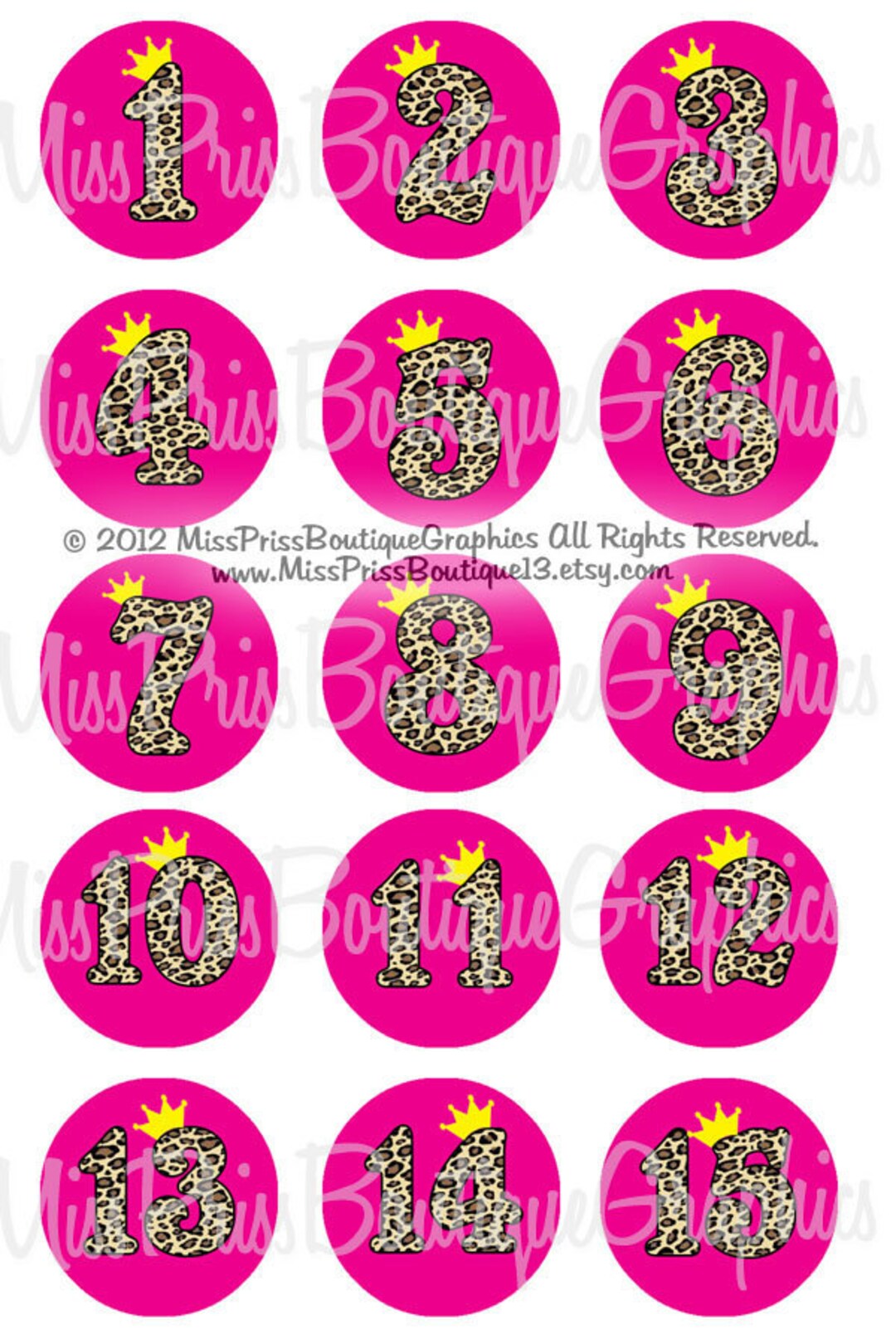 4x6 - CHEETAH BIRTDAY NUMBERS- Instant Download - Hot Pink Cheetah ...