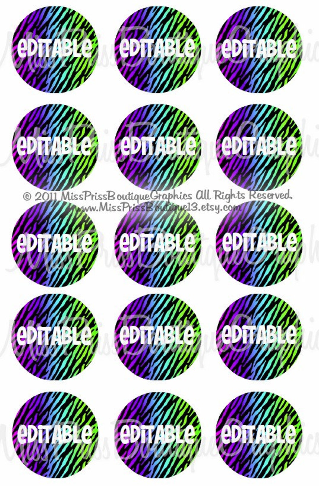 4x6 - EDITABLE PDF - Instant Download - Adorable Rainbow Zebra Editable ...