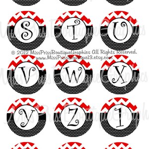 4x6 - CHEVRON DOTS ALPHABETS - Instant Download - Red Chevron Black ...