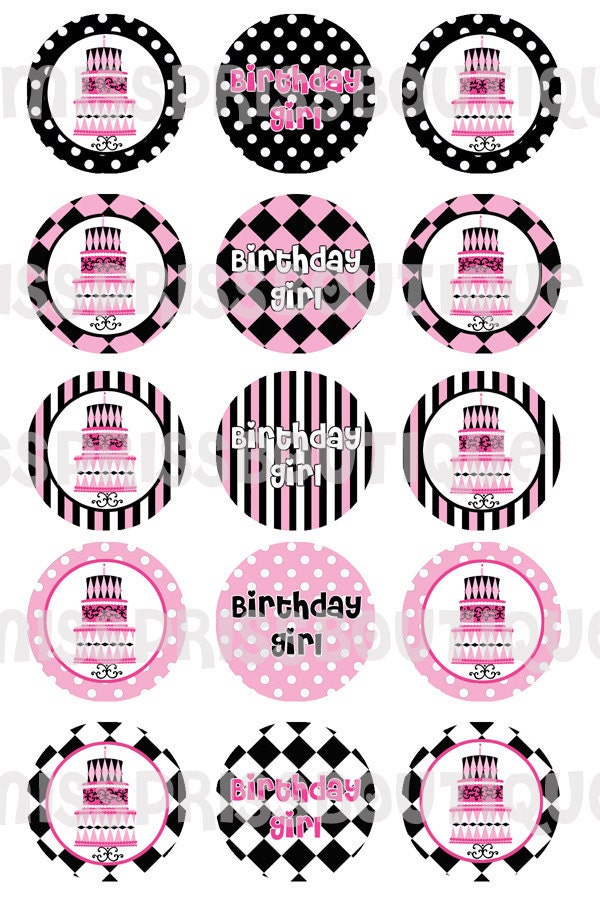 4x6 - CHIC BIRTHDAY CAKES - Instant Download- One Inch Bottlecap ...