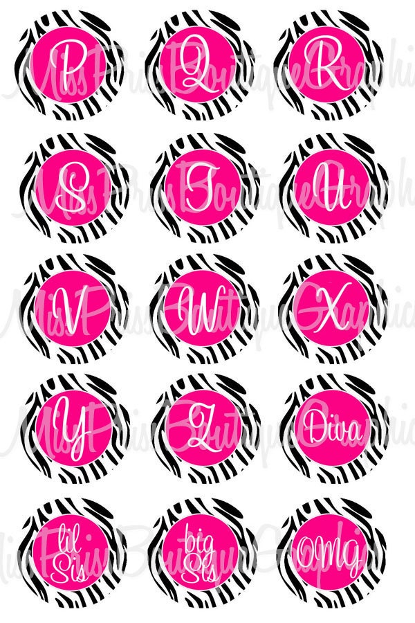 4x6 - PINK ZEBRA ALPHABETS - Instant Download - Chic Zebra and Hot Pink ...