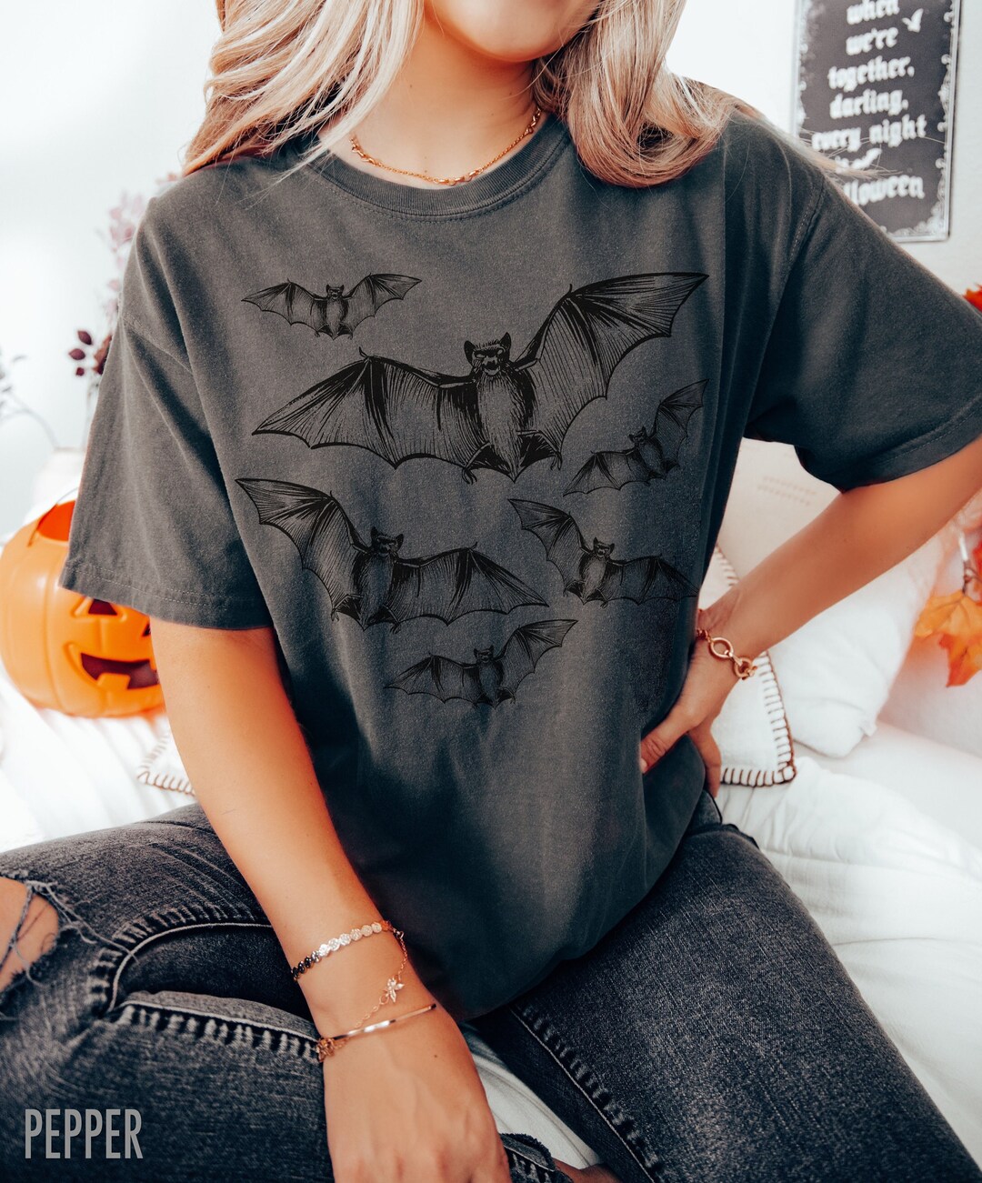 Bats Shirt, Comfort Colors, Halloween Shirt, Halloween Bats, Flying Bat ...