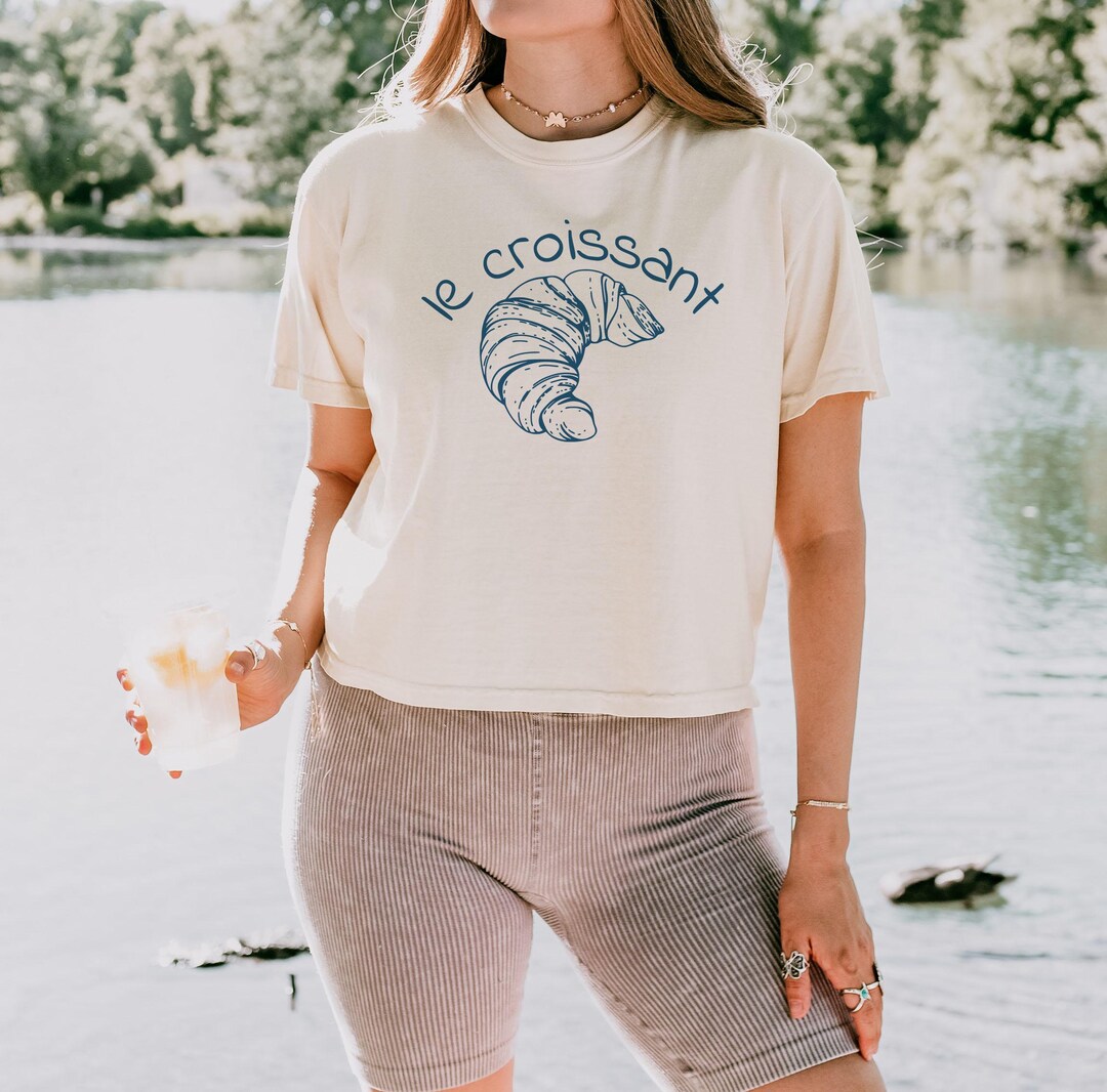 Croissant Crop Top, Le Croissant Tee, Cropped Tee, French Crops ...