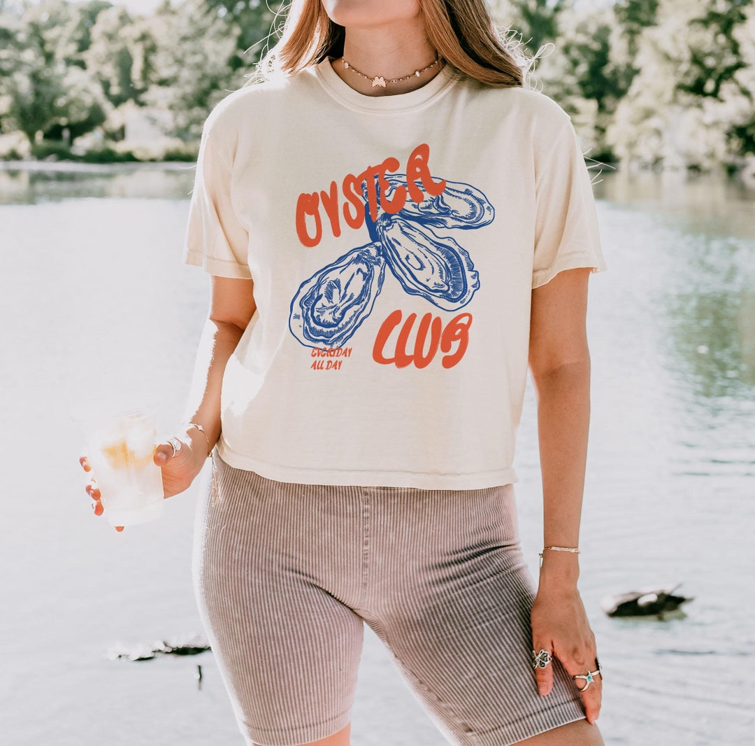 Oyster Crop Top, Oysters Boxy Tee, Comfort Colors, Seafood Crops ...
