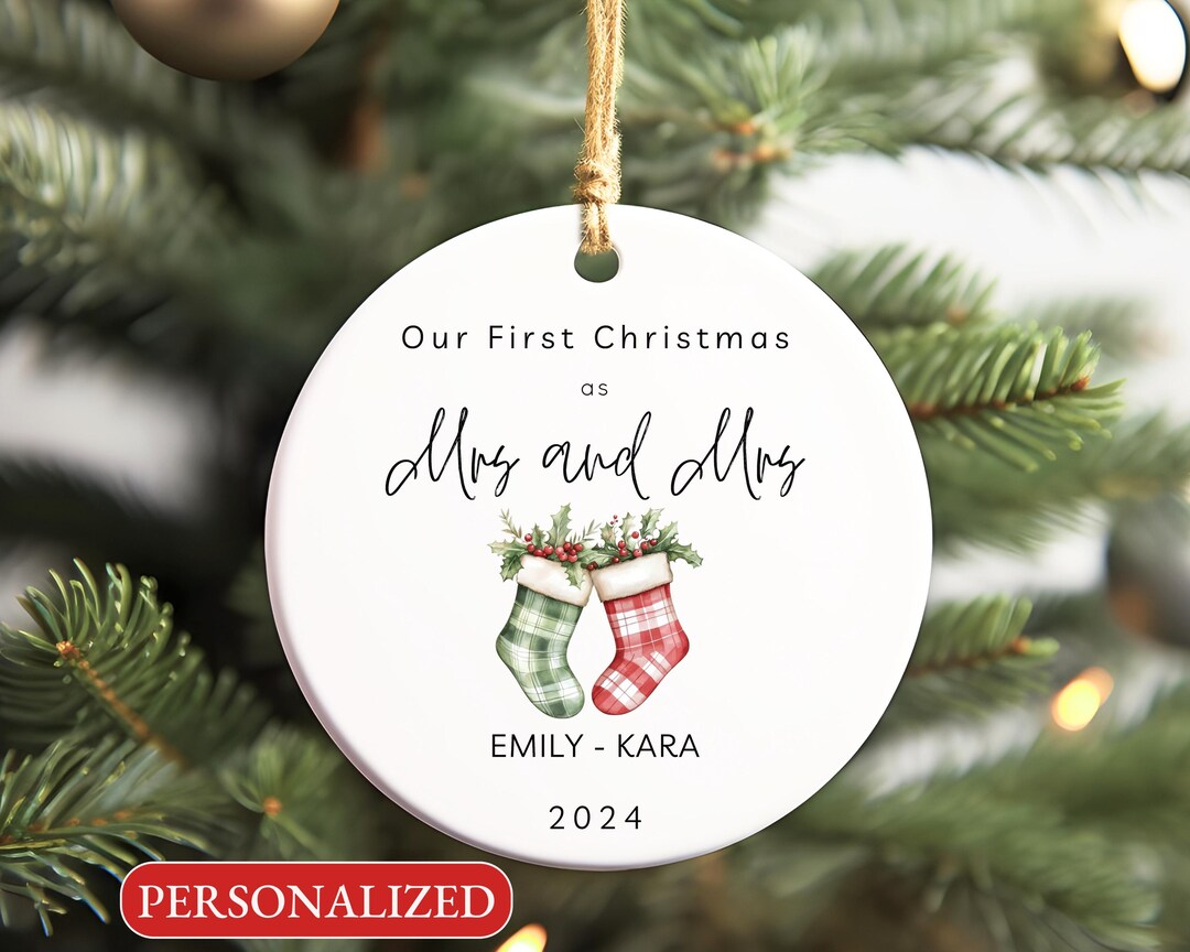 LGBT Wedding Gift, Personalized Our First Christmas Ornament, Gay ...