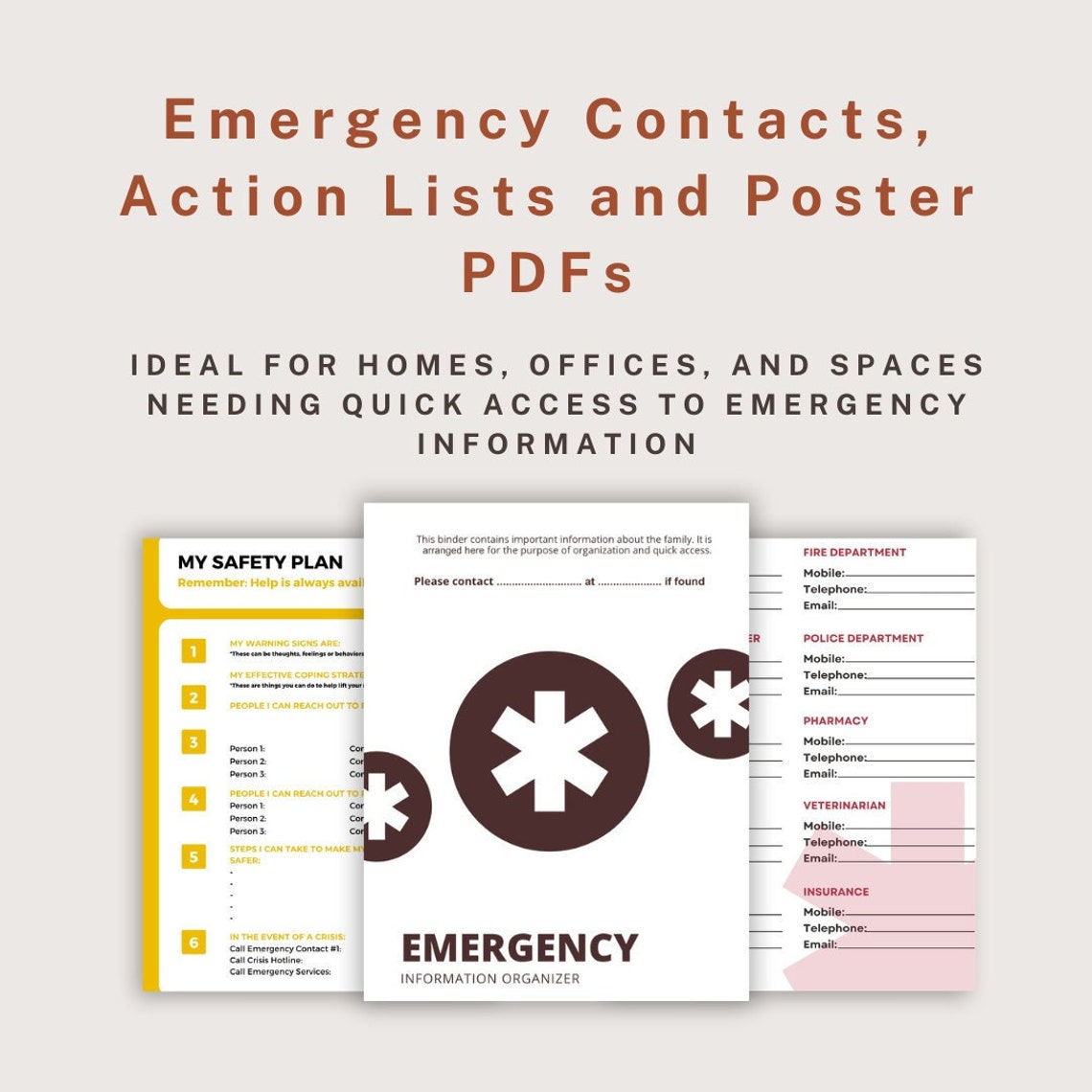 Emergency Ready: Printable Contact & Safety Posters and Templates for ...
