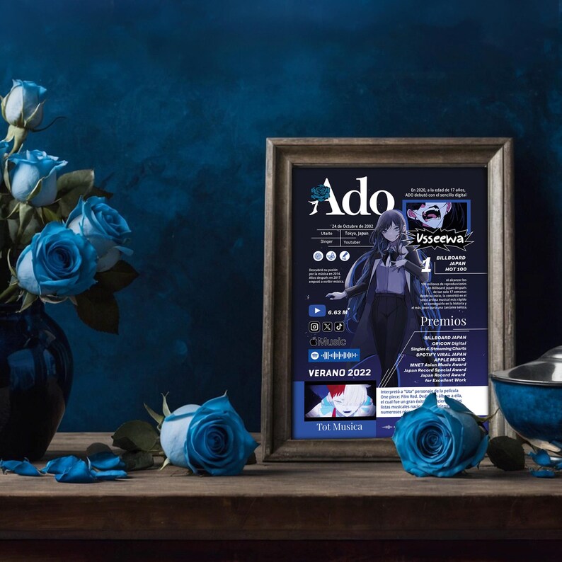 Ado Poster Cartel ADO Poster informativo Cantante ADO, Music Poster ...