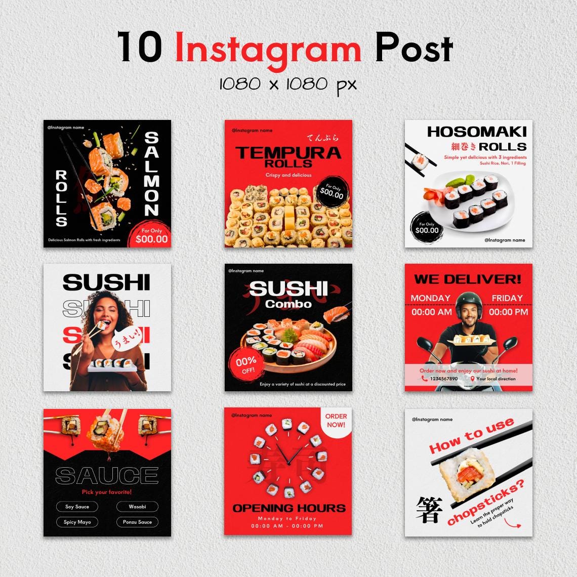 Editable Sushi Restaurant Instagram Template - Social Media Post ...
