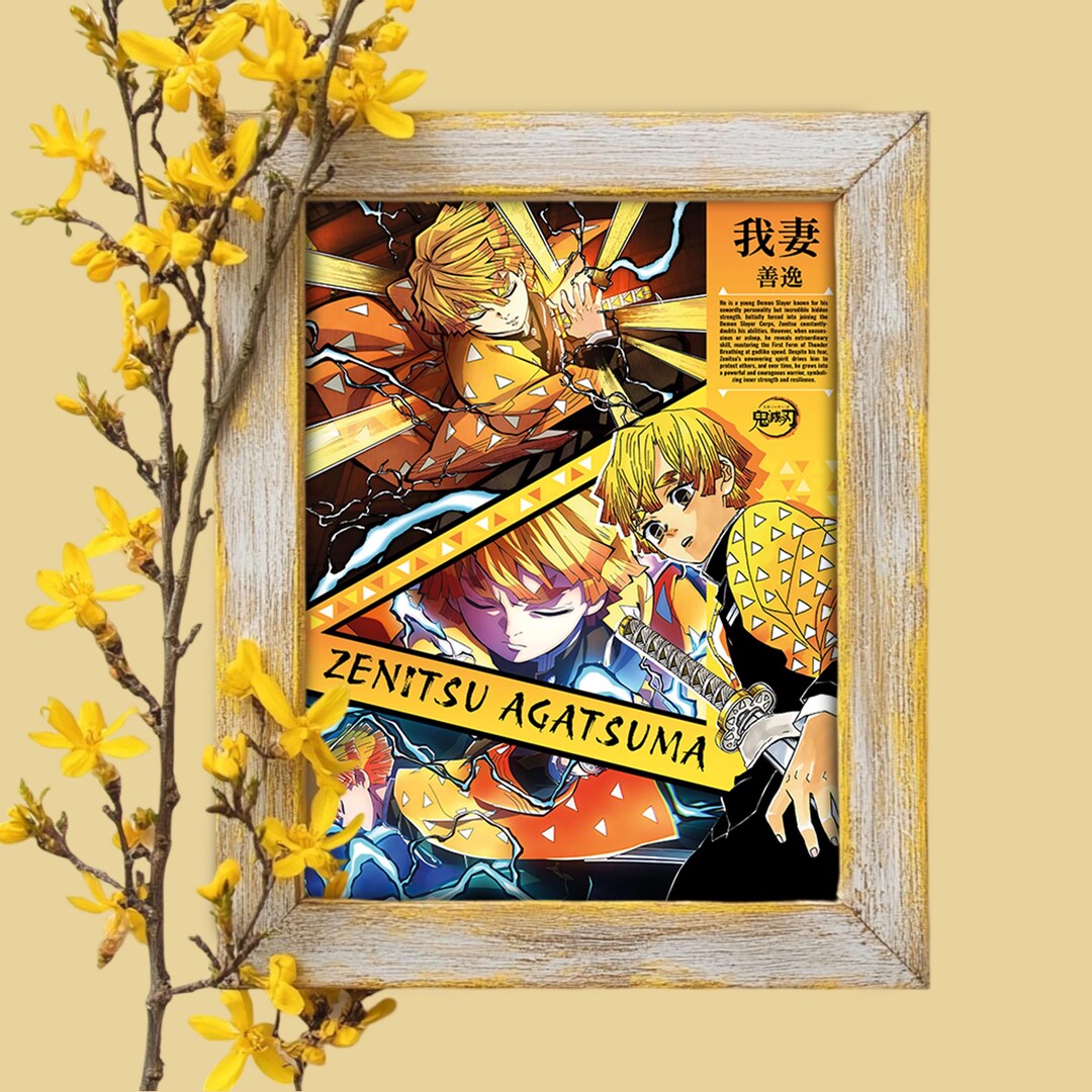 Zenitsu Agatsuma Poster | Demon Slayer Wall Art | Anime Print | Manga ...