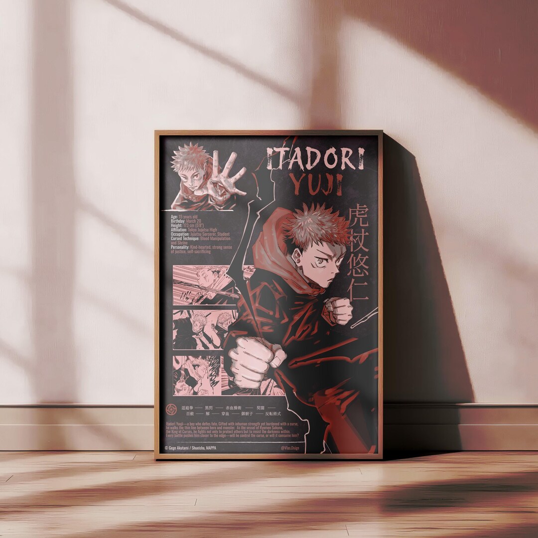 Yuji Itadori Poster | Jujutsu Kaisen | Art Wall Print | Anime Wall ...