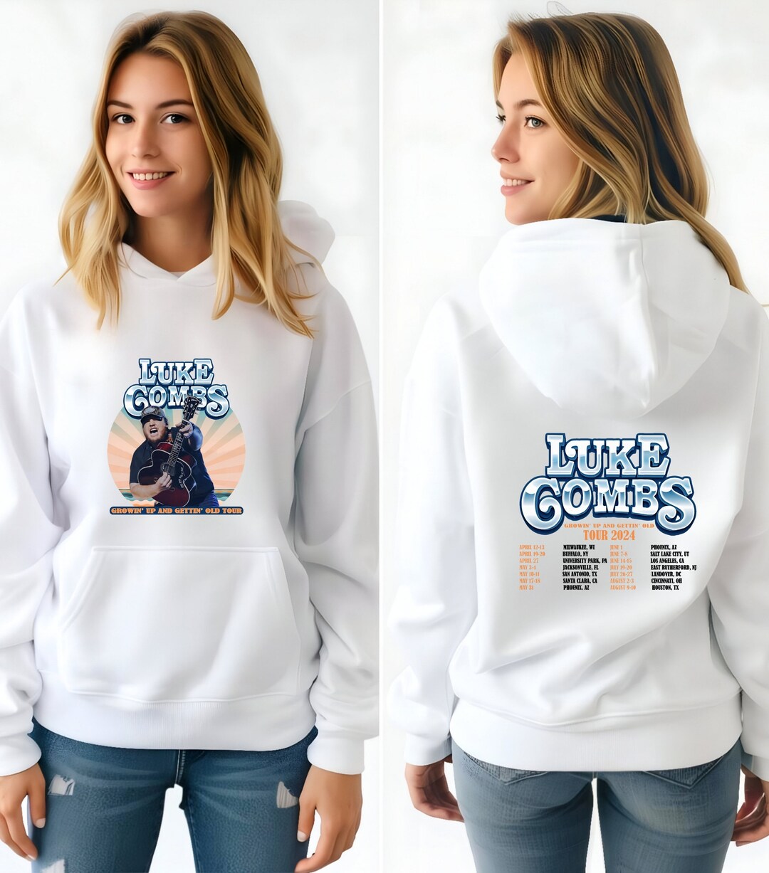 Luke Combs 2024 Tour Two Sided Hoodie, Combs Merch,country Music Hoodie ...