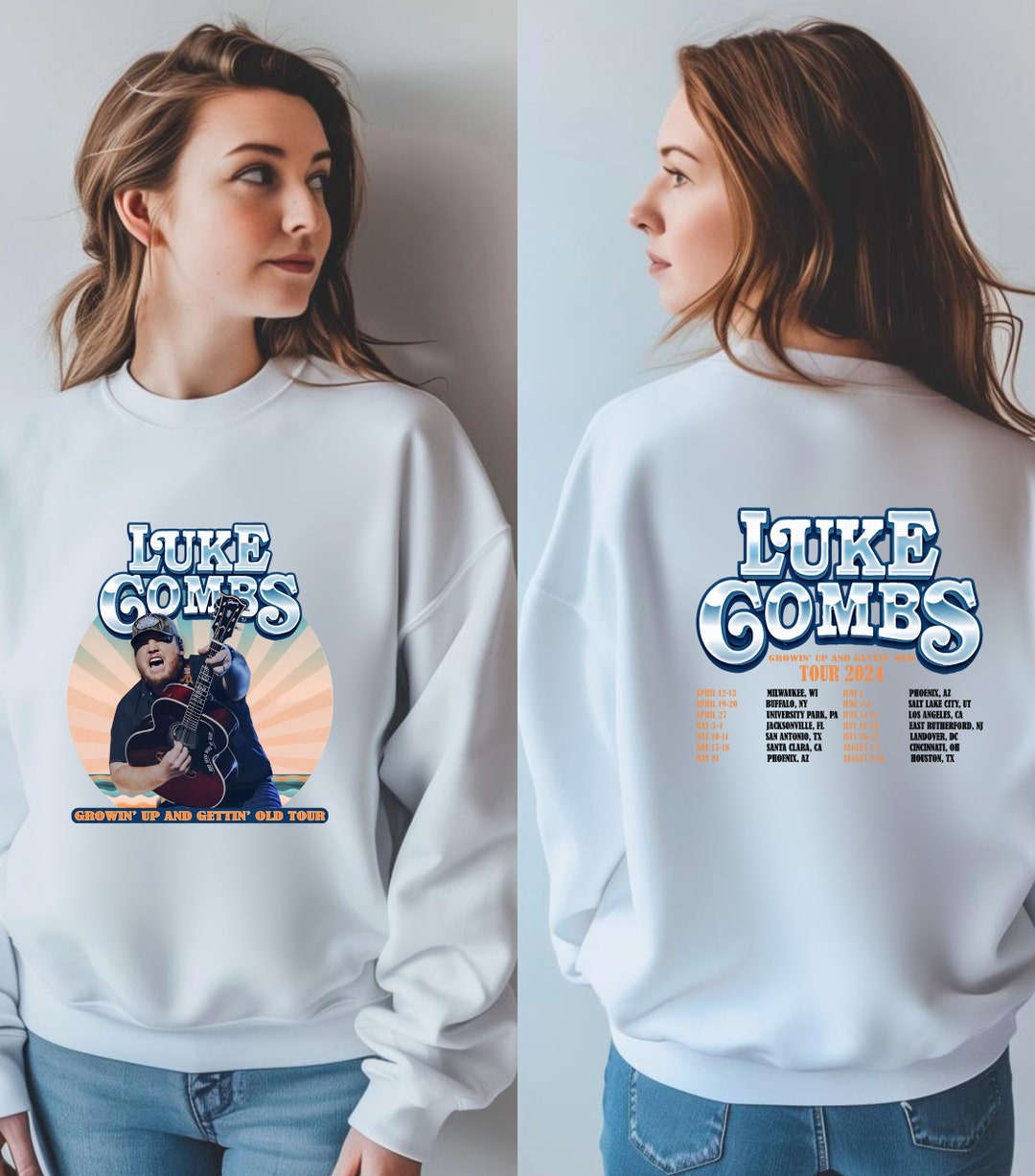 Luke Combs 2024 Tour Two Sided Sweatshirt, Combs Merch, Country Music ...