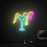 Handmade Wine Bottle & Glass Neon Sign: Bar Decor - Etsy
