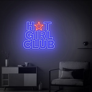Hot Girl Club Neon Sign, Girls Party Wall Decor, Neon Bar Club Sign ...