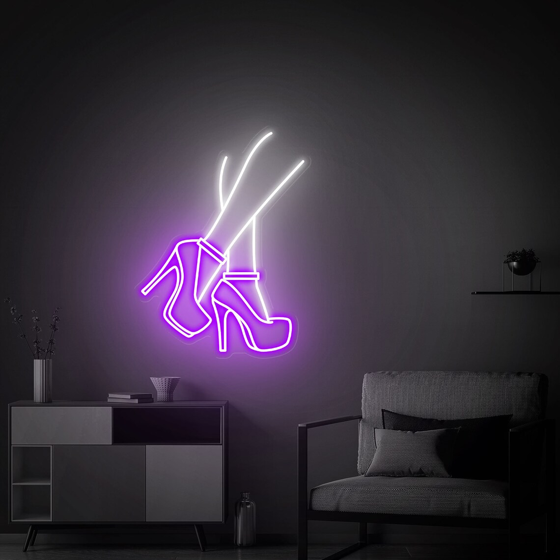 Woman Legs on Heels Neon Sign, High-heeled Shoes for Ladies Custom Led ...
