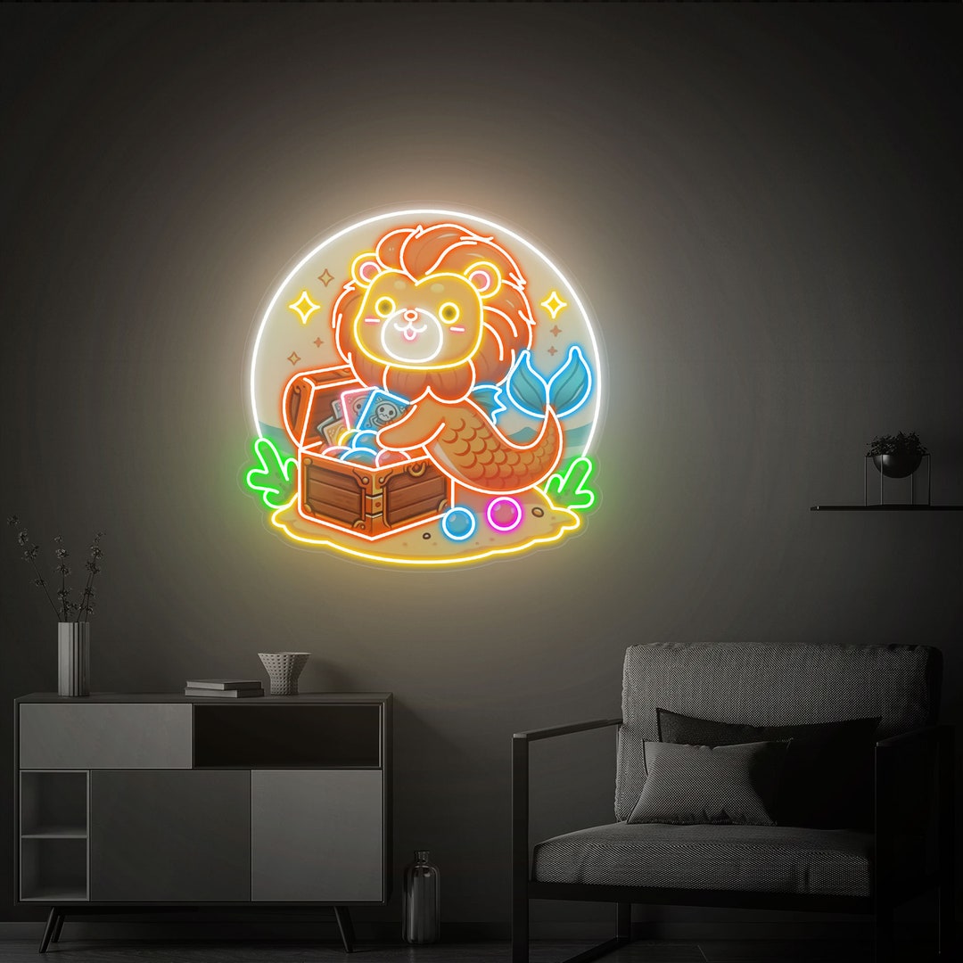 Singapore Merlion UV Printing Neon Sign, Cute Merlion Led Light Sign ...