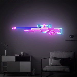 AWP Gun Neon Sign, AWP Gun Neon Wall Art, Custom Neon Signs, Gaming ...