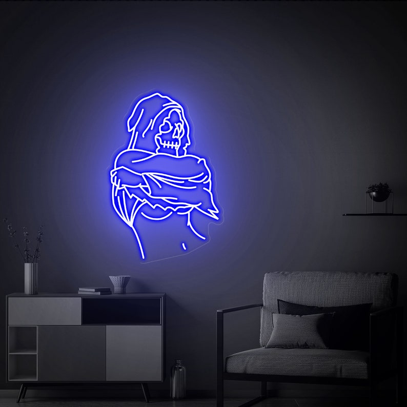 Grim Reaper Neon Sign, Halloween Party Decor, Custom Neon Sign ...