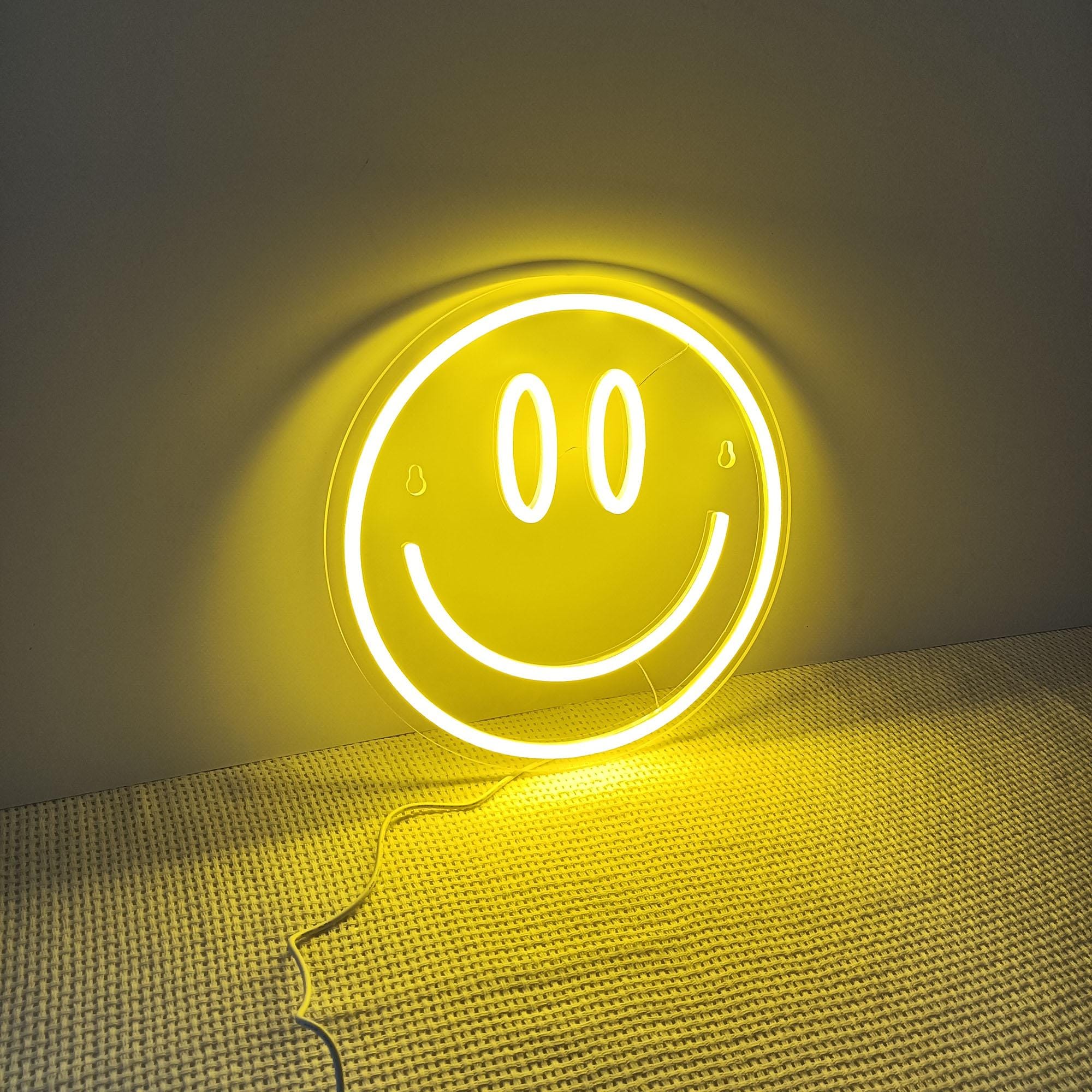 Smile Face Neon Sign, Led Neon Sign for Bedroom, Emoji Neon, Home Decor ...