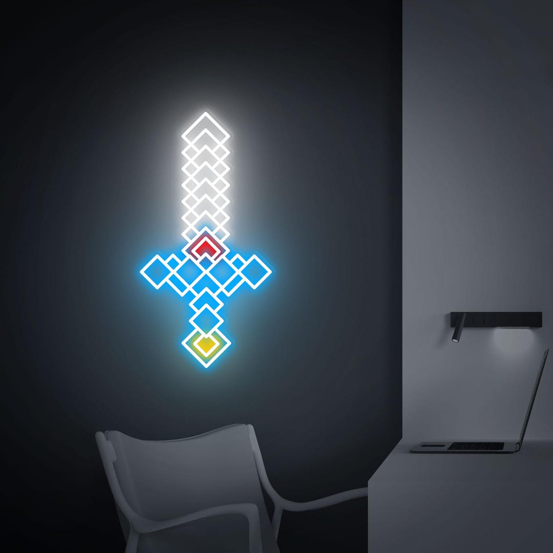 Diamond Sword Neon Sign, Minecraft Sword Led Sign, Gaming Room Decor ...