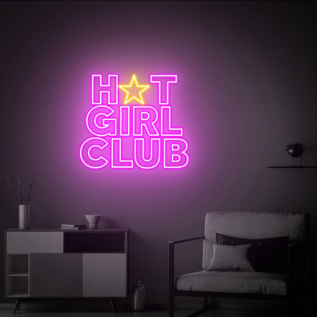 Hot Girl Club Neon Sign, Girls Party Wall Decor, Neon Bar Club Sign ...