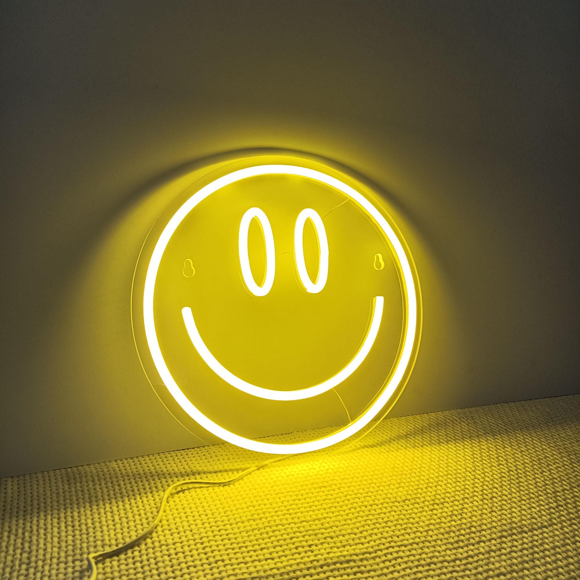 Smile Face Neon Sign, Led Neon Sign for Bedroom, Emoji Neon, Home Decor ...