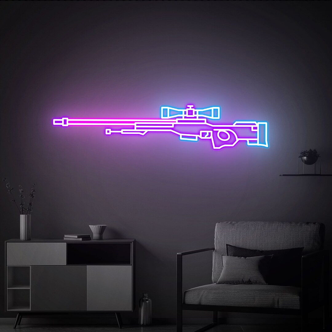 AWP Gun Neon Sign, AWP Gun Neon Wall Art, Custom Neon Signs, Gaming ...