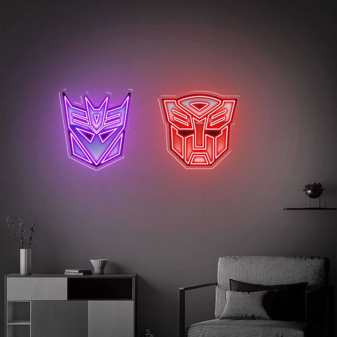 Transformers LED Neon Sign, Autobot Decepticon Wall Art, Game Room ...