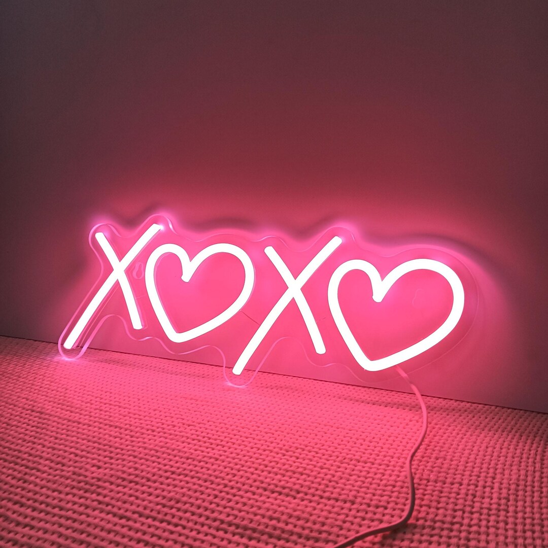 XOXO Neon Sign, XOXO Heart Neon Light Wall Art, Wedding Neon Sign, Love ...