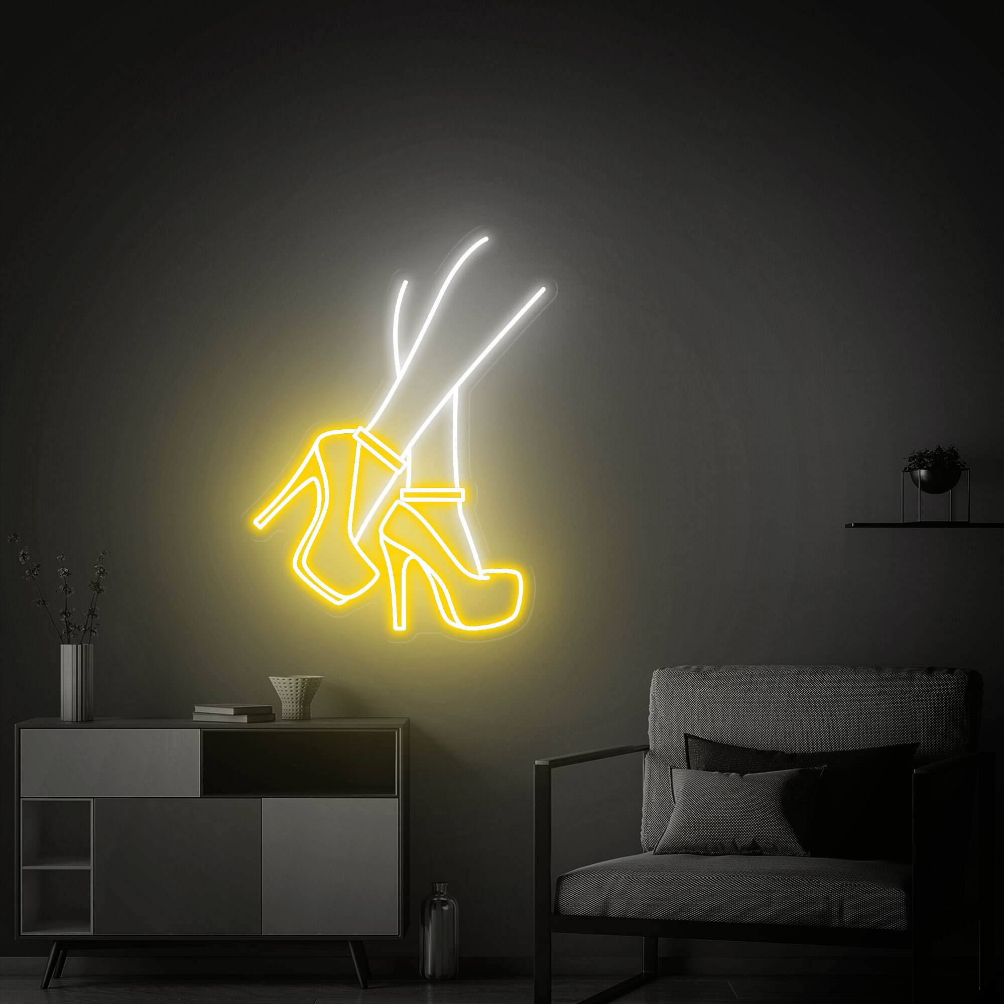 Woman Legs on Heels Neon Sign, High-heeled Shoes for Ladies Custom Led ...