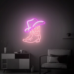 Cowboy Boot Neon Sign, Cowboy Neon Sign Art, Custom Neon Sign, Bedroom ...