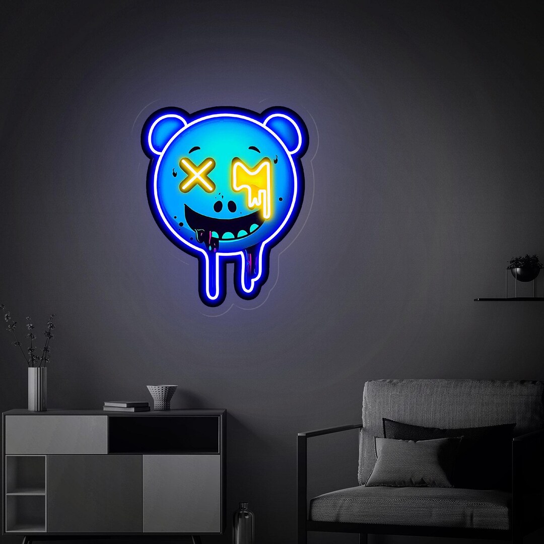 Ice Bear Head Led Neon Sign Pop Art, Dripping Bear Neon Light, Custom ...