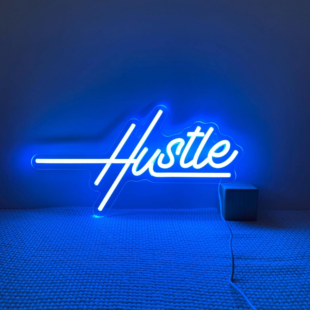 Hustle Neon Sign, Hustle Wall Art for Office Business Party Wedding ...